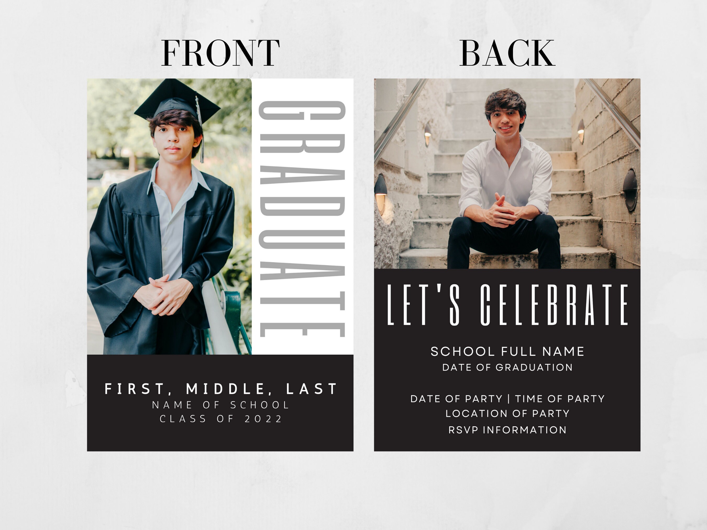 Graduation Announcement Card Canva Template | Editable Graduation Card ...