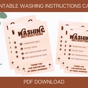 Printable Cup Care Card | Cup Care Instructions Download | Cup Care ...