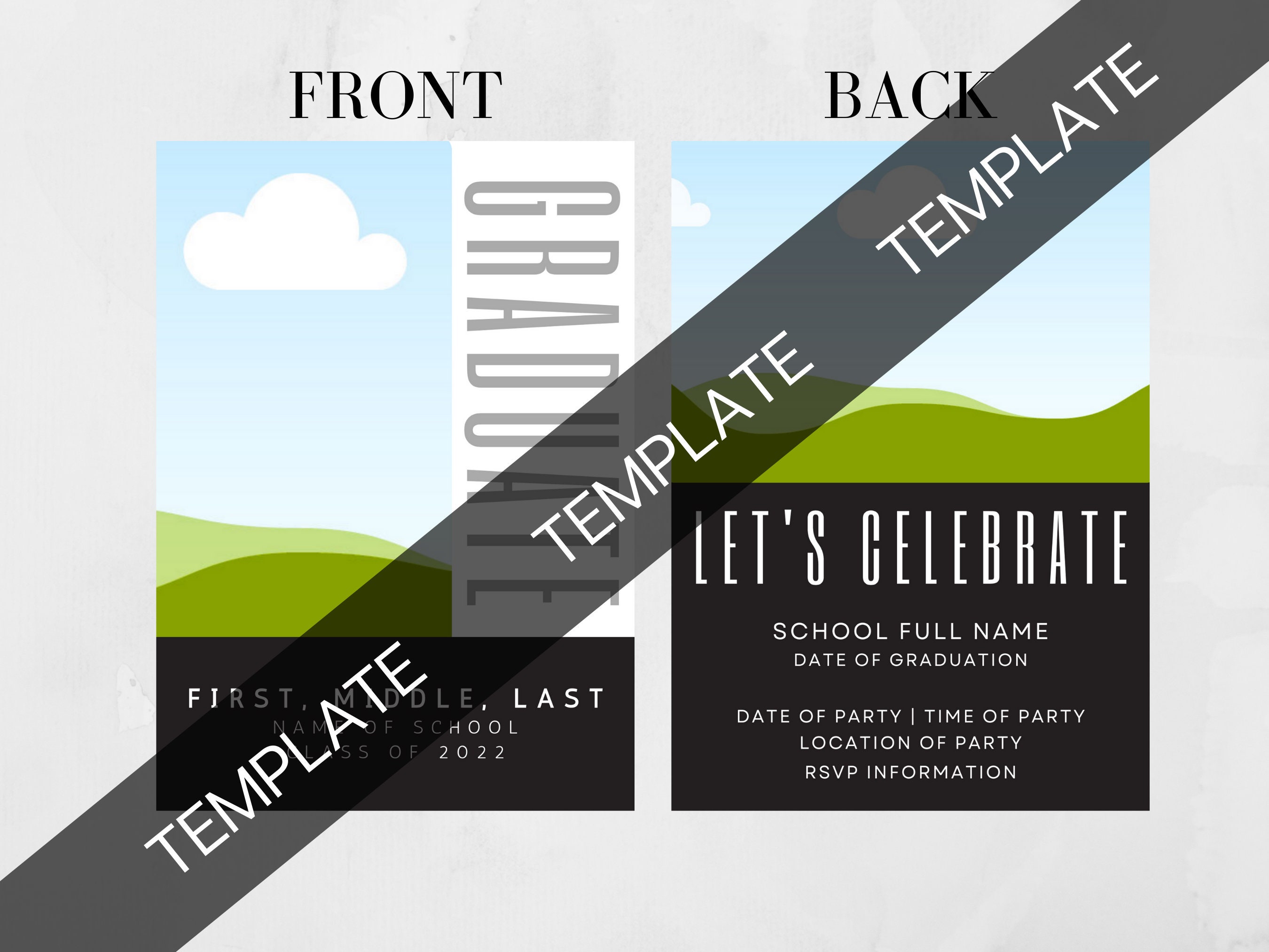 Graduation Announcement Card Canva Template Editable Graduation Card ...