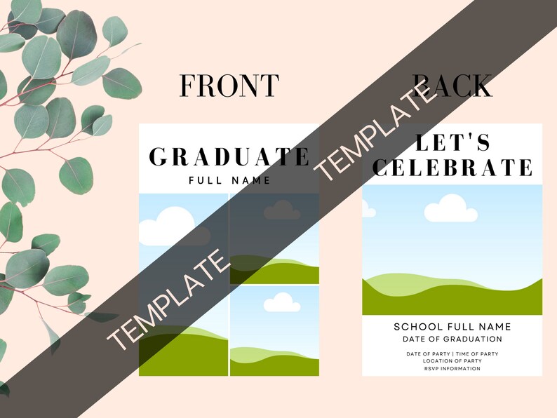 Graduation Announcement Card Canva Template Editable Graduation Card ...