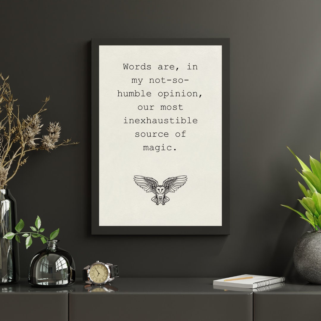Words Are Magic Wizard Quote Poster Owl - Inspirational Quote, Trendy ...