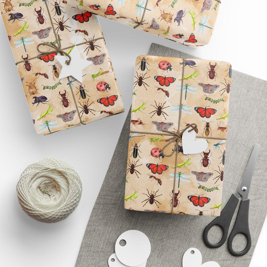Bug Print Wrapping Papers | Insect Pattern Gift Wrap Sheets - Etsy