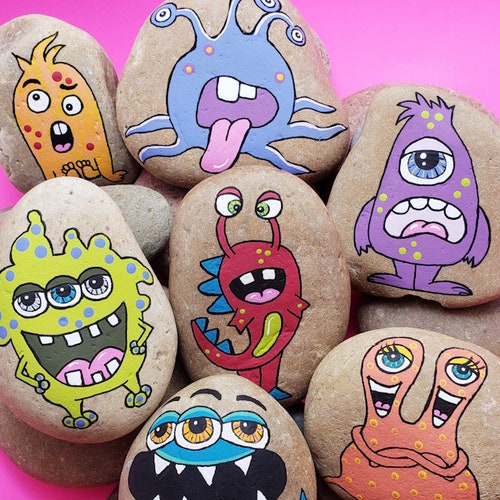 Downloadable Silly Faces Group 1 Rock Painting Tutorial - Etsy