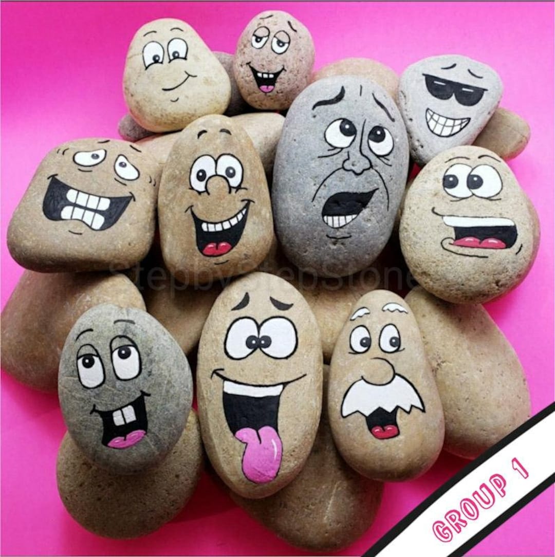Downloadable Silly Faces Group 1 Rock Painting Tutorial - Etsy
