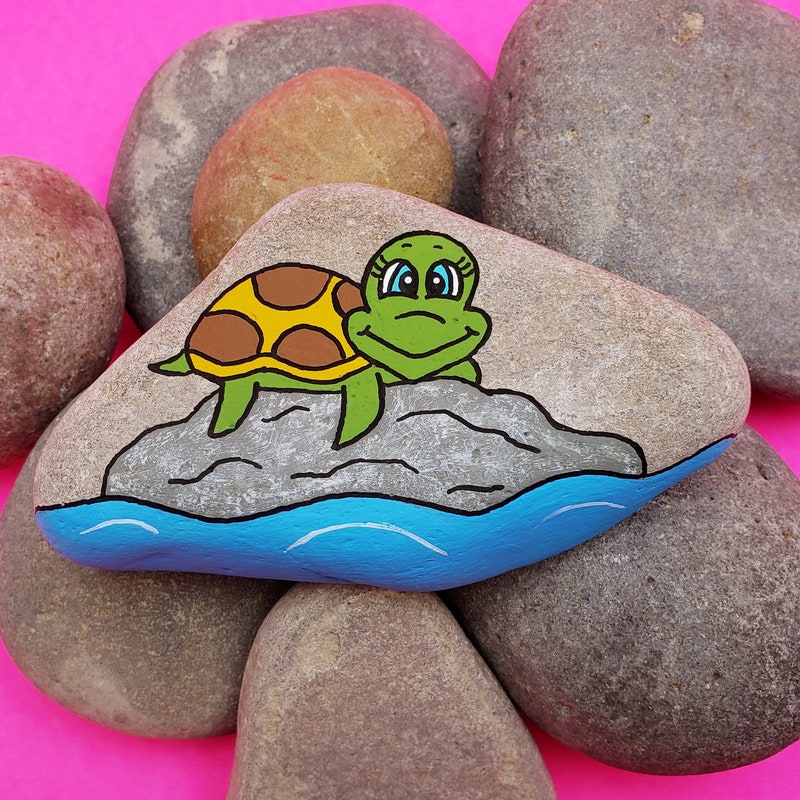 Painted Turtle Rock - Etsy