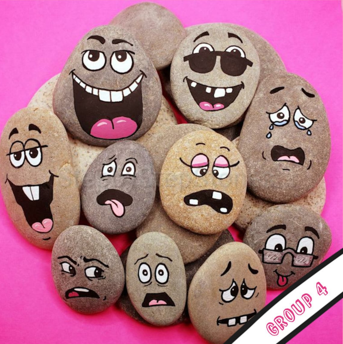 Downloadable Silly Faces Group 4 Rock Painting Tutorials - Etsy