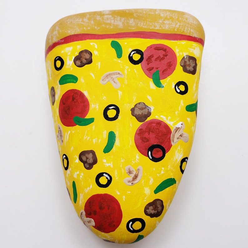 Pizza Slice Painted Rock Tutorial | Etsy