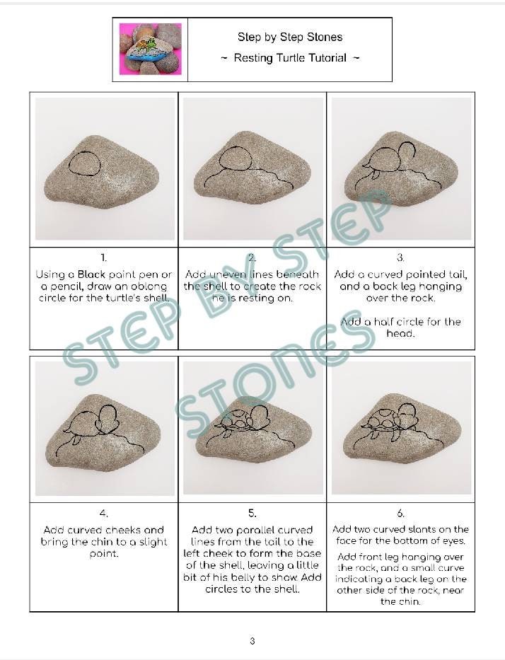 Downloadable Resting Turtle Painted Rock Tutorial - Etsy