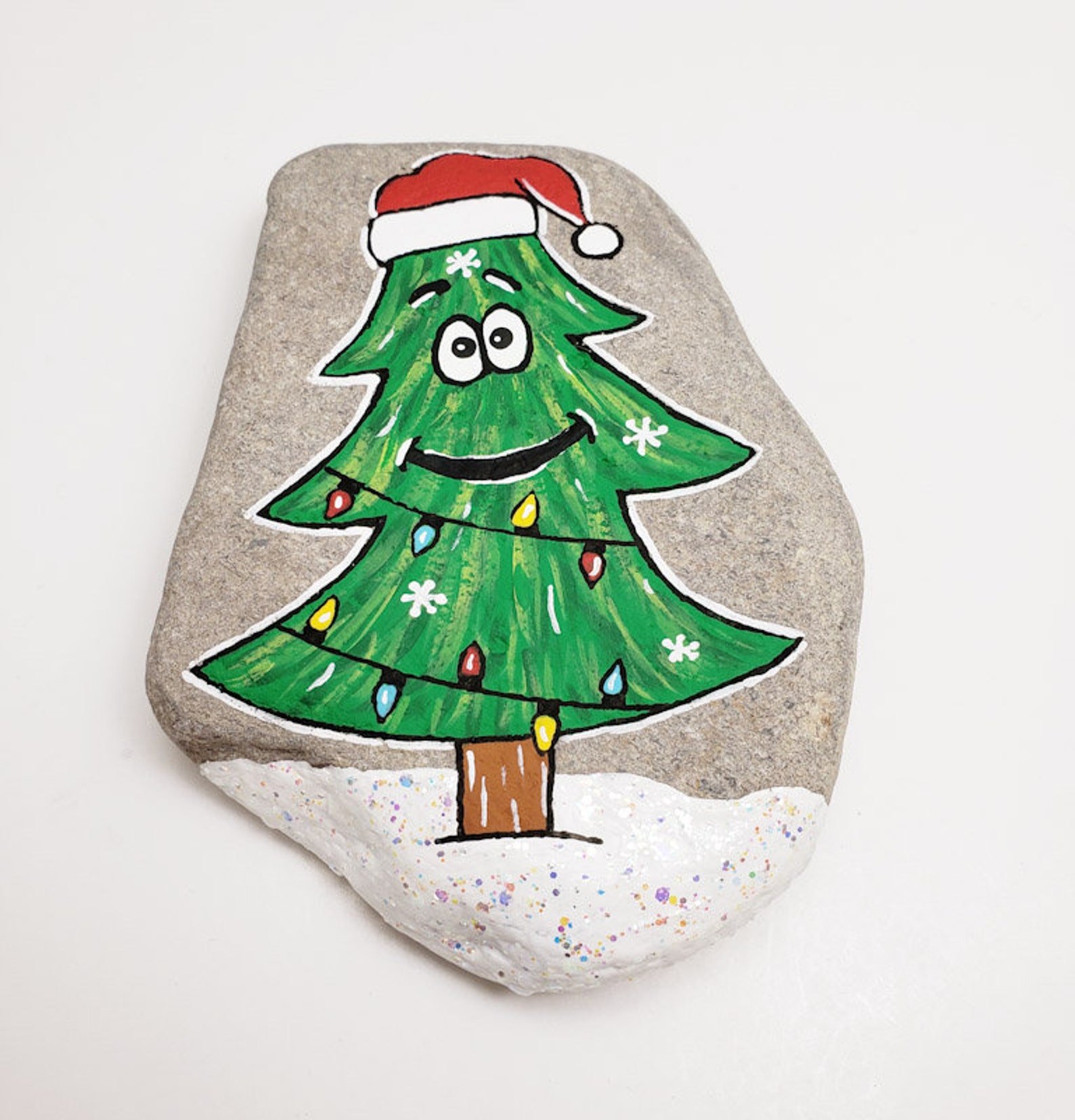 Downloadable Happy Christmas Tree Painted Rock Tutorial - Etsy