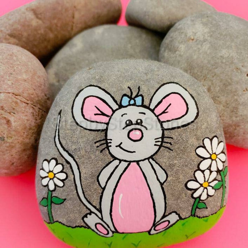 Mouse Rock Painted - Etsy