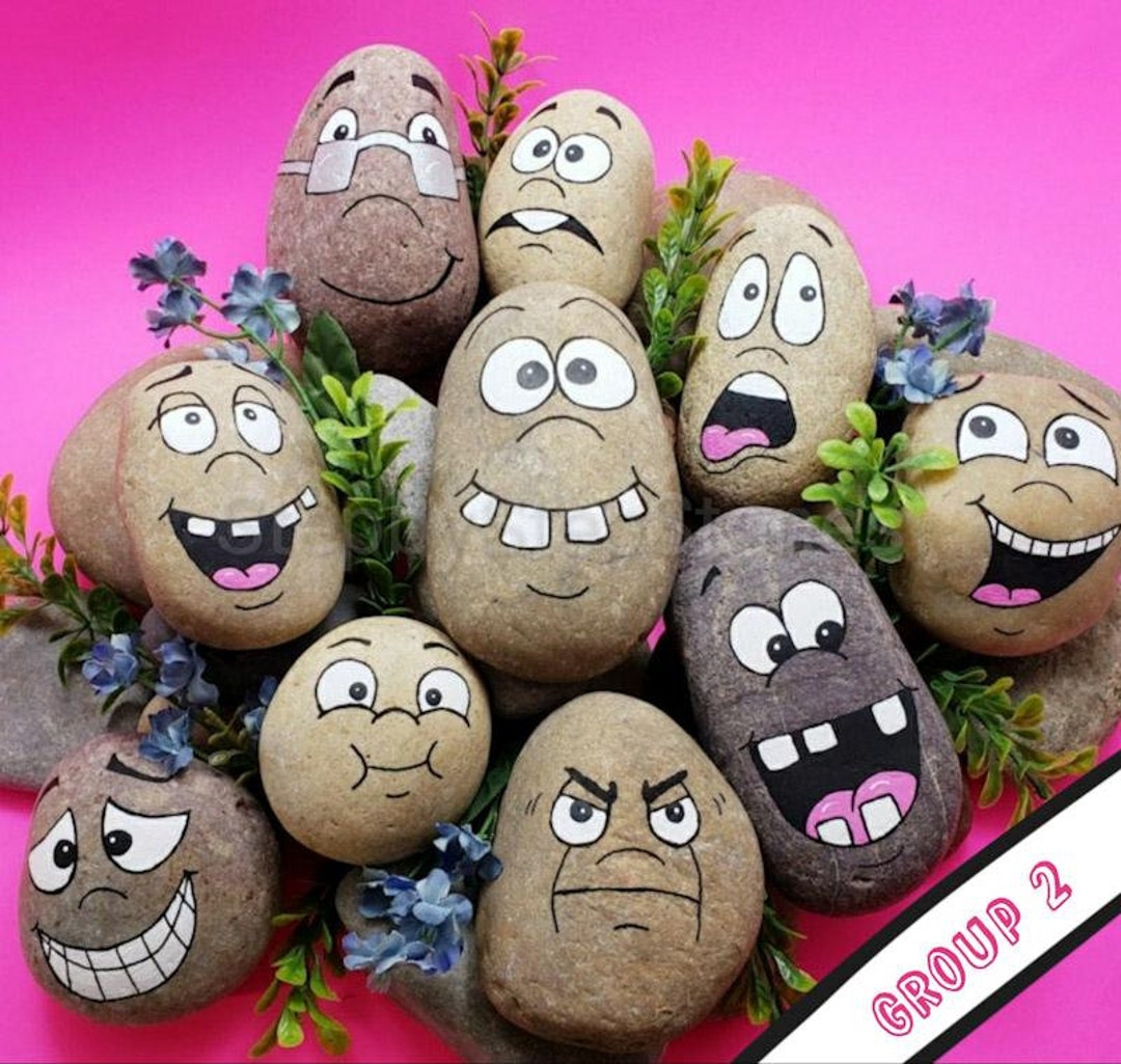 Downloadable Silly Faces Group 2 Rock Painting Tutorial - Etsy