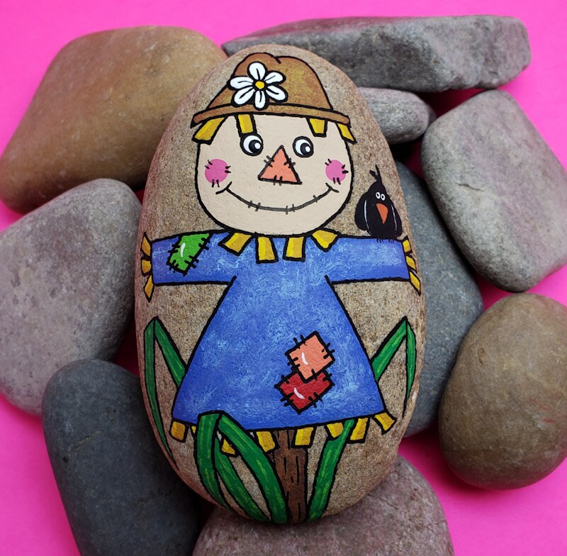 Downloadable Gentle Scarecrow Painted Rock Tutorial - Etsy