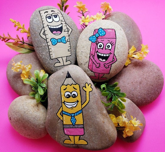 Downloadable Back to School Rock Painting Tutorial | Etsy
