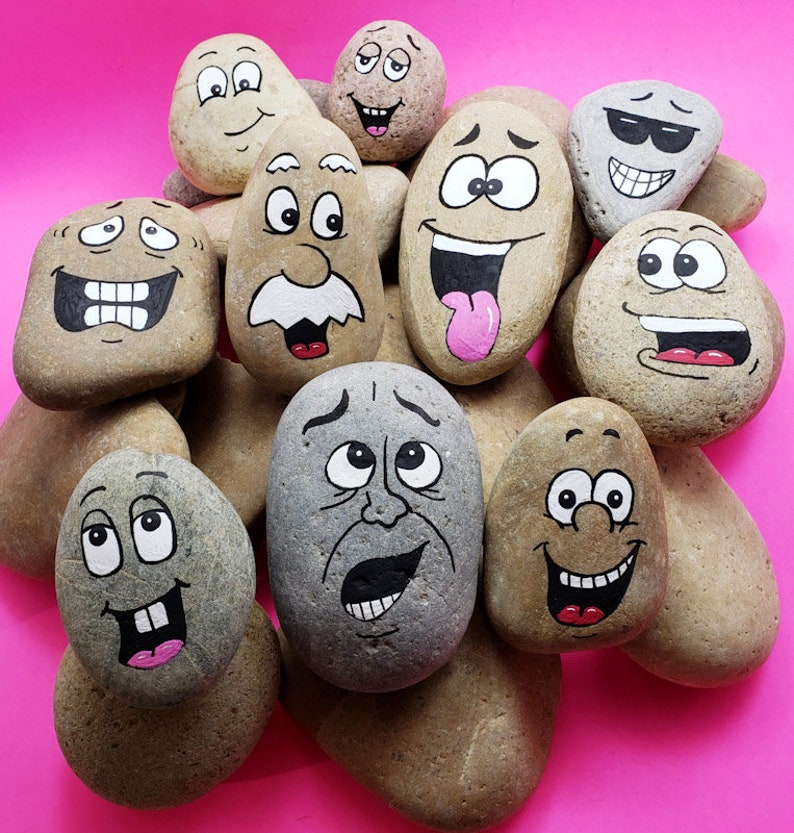 Downloadable Silly Faces Group 1 Rock Painting Tutorial - Etsy