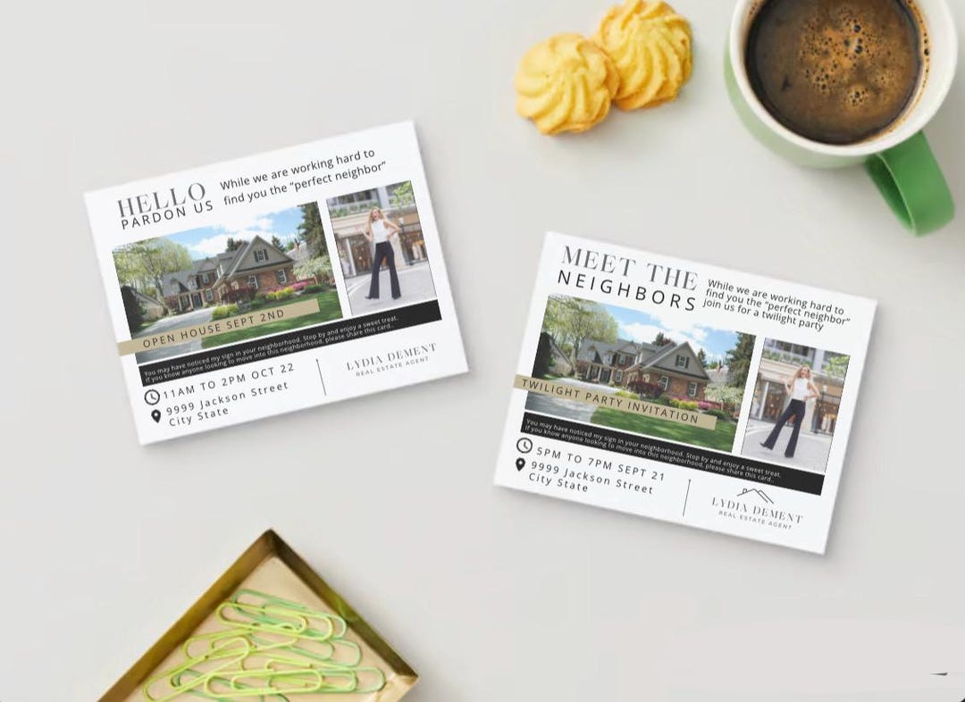 Meet the Neighbors Open House Post Card Realtor: Canva Templates (two ...