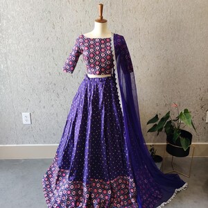 Half Saree Purple Lehenga Softnet Duppatta Teens Lehenga Indian Wedding ...