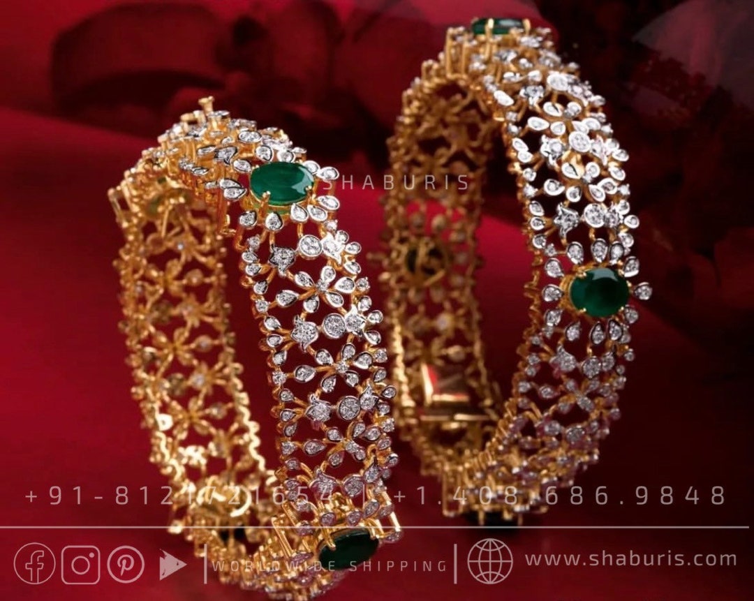 Diamond Bangles,south Indian Jewelry,silver Indian Bangles,pure Silver ...