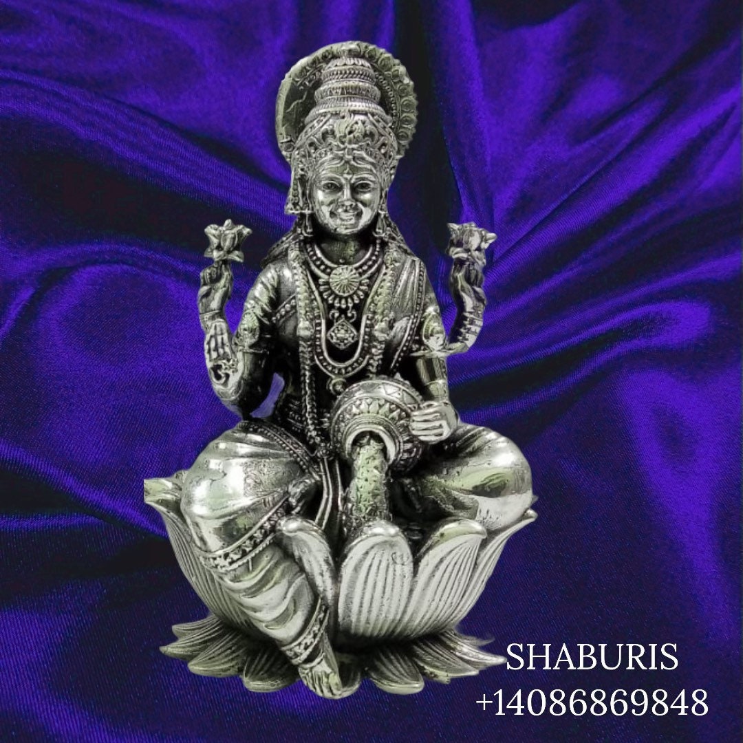 Pure Silver Lakshmi Idol,silver God Idol,indian Pooja Articles,silver ...