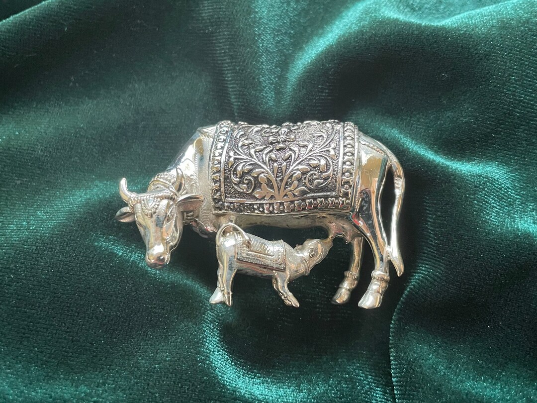Pure Silver Cow With Calf,pure Silver Return Gift,baby Shower Gifts ...