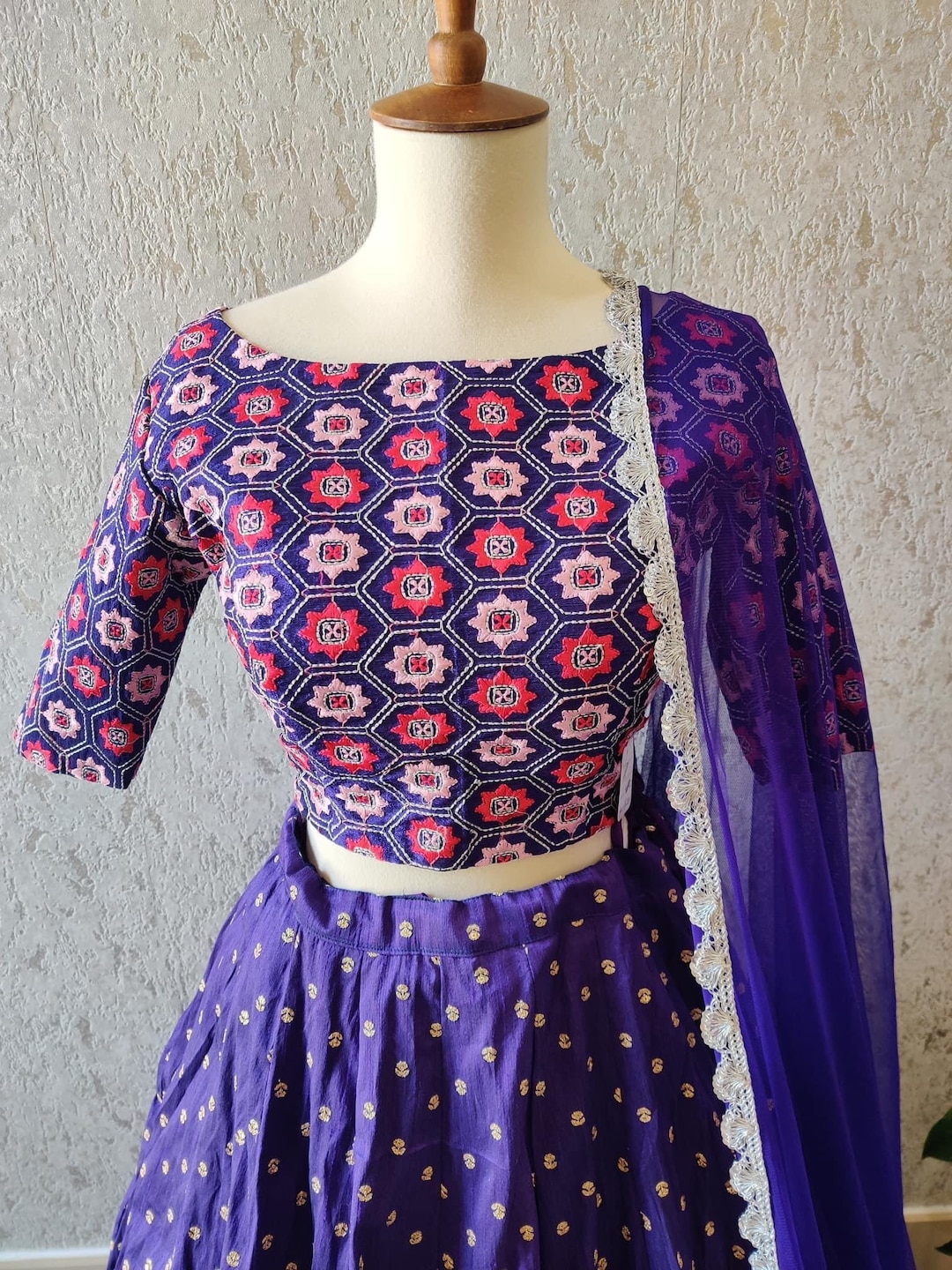 Half Saree Purple Lehenga Softnet Duppatta Teens Lehenga Indian Wedding ...