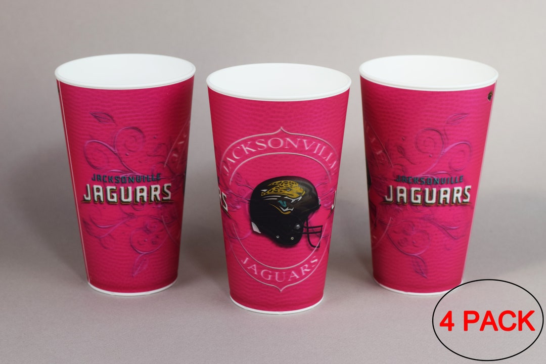 Jacksonville Jaguars PINK Plastic Cup 22oz - (PACK OF 4) Breast Cancer ...