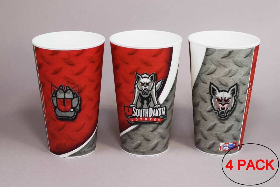 The University of South Dakota Coyotes Plastic Cup 22oz - (PACK OF 4 ...