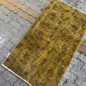 Design Yellow Rug, Vintage Turkish Rug, Handmade Rug, 5 X 2.7 Feet ...