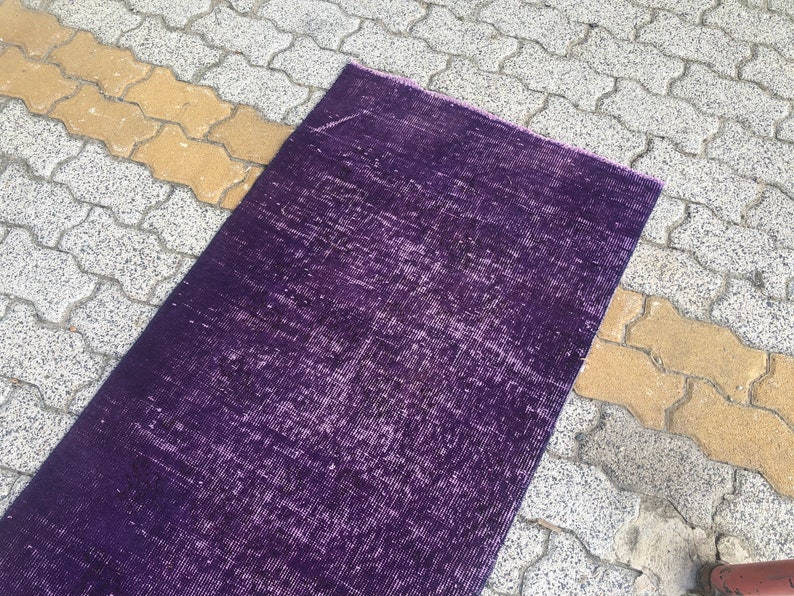 Purple Runner Rug Overdyed Rug 10.3 X 2.3 Feet Turkish - Etsy