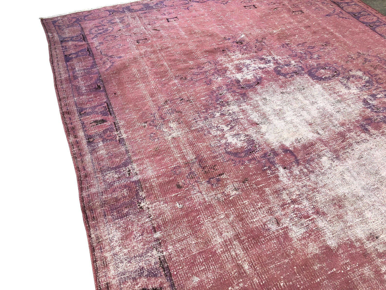 Pink Faded Rug Antique Turkish Rug Distressed Rug 8.6 X 6.7 - Etsy