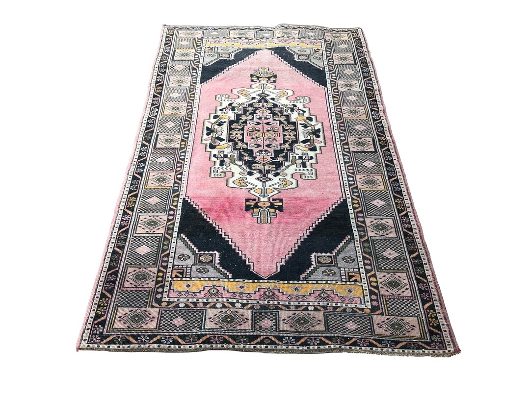 Pink Turkish Rug, Wool Rug, 8.1 X 4.7 Feet, Handmade Rug, Traditional ...