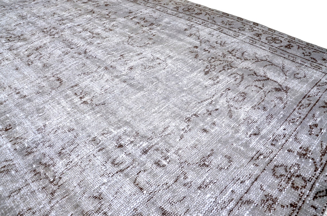 Vintage Gray Rug, Handmade Wool Rug, Turkish Overdyed Gray Rug ...