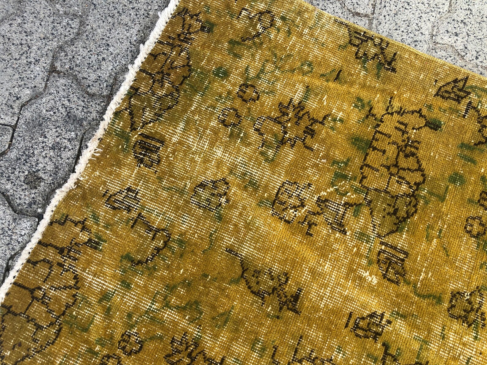 Design Yellow Rug Vintage Turkish Rug Handmade Rug 5 X 2.7 - Etsy