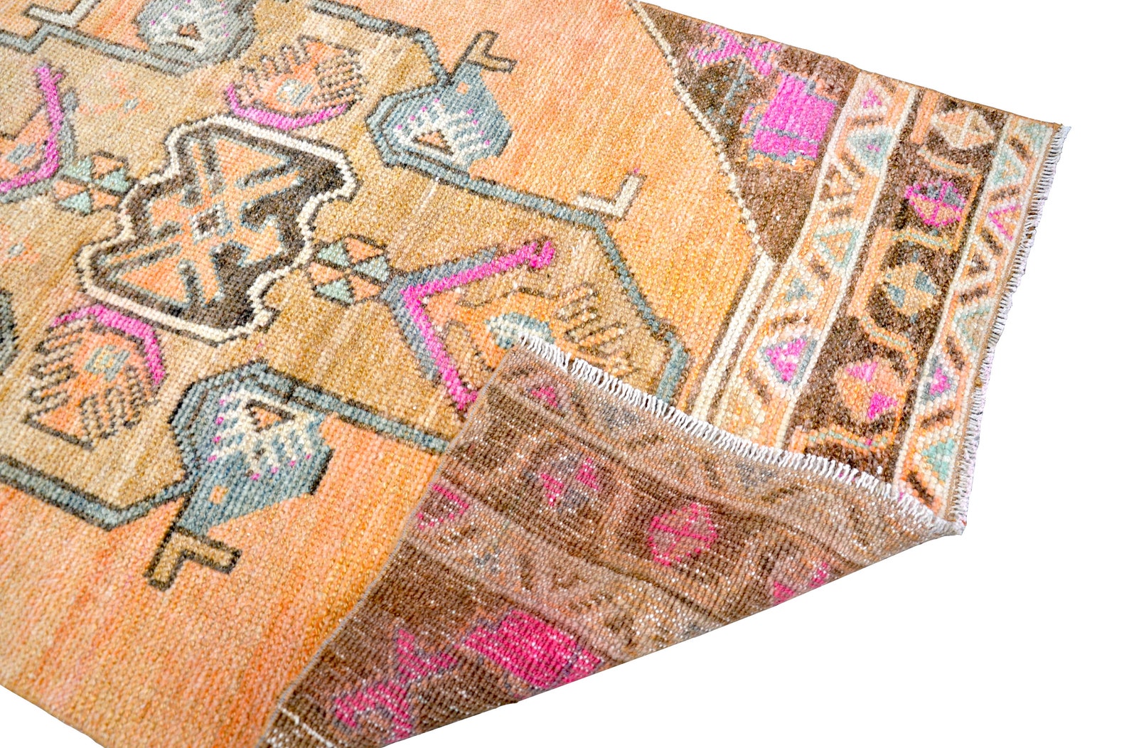 Orange Turkish Rug, 11.4 X 2.8 Feet, Turkish Rug, Vintage Runner Rug ...