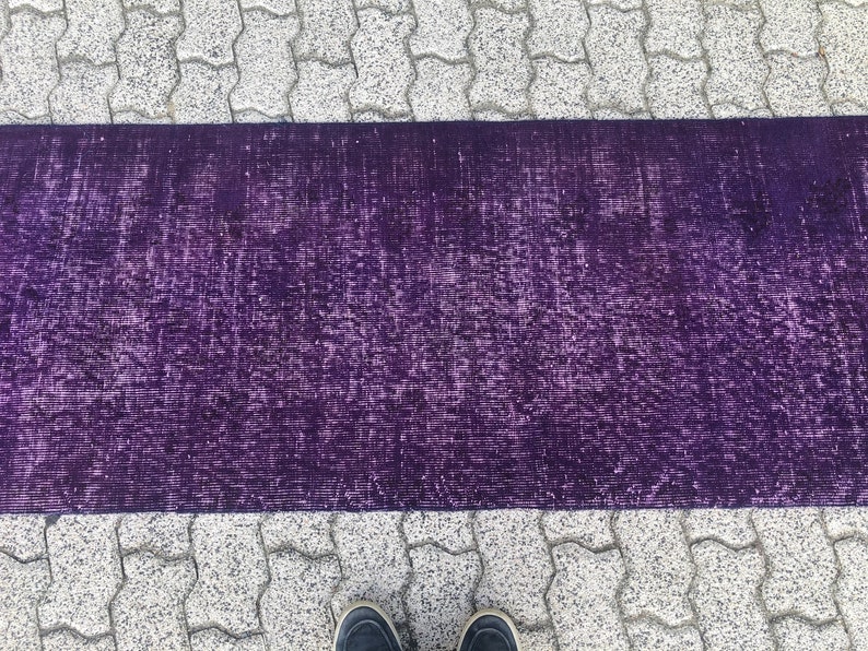 Purple Runner Rug Overdyed Rug 10.3 X 2.3 Feet Turkish - Etsy