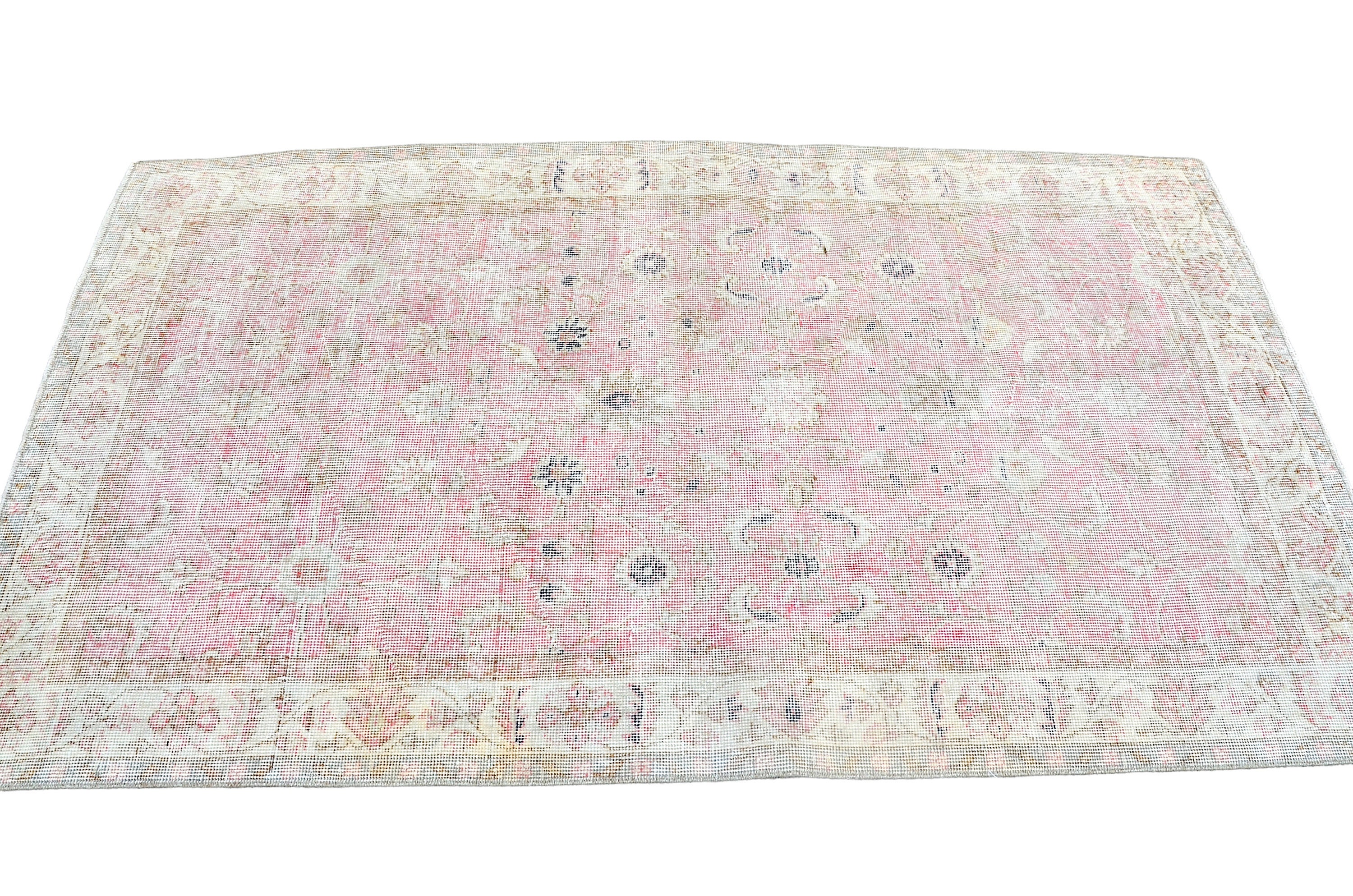 Vintage Turkish 4x7 Rug, Area Wool Modern Botanical Design Rug, 4x6 ...
