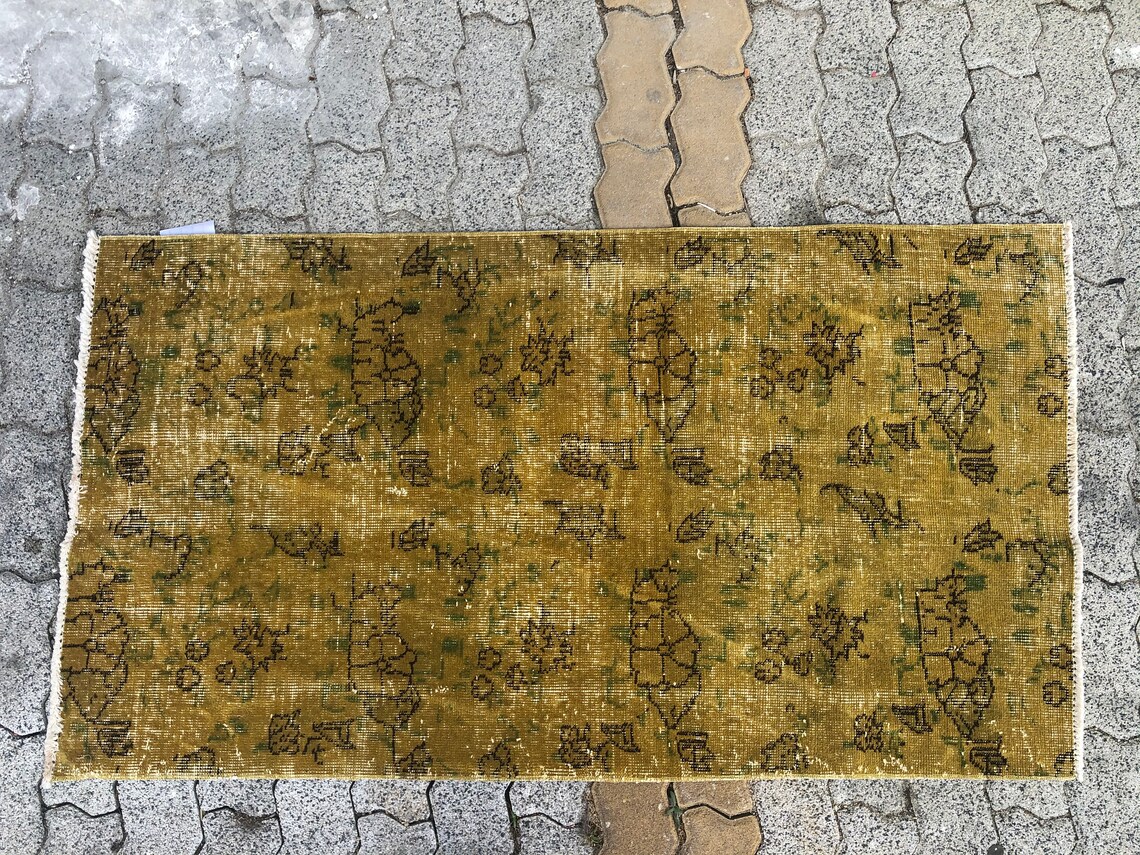 Design Yellow Rug Vintage Turkish Rug Handmade Rug 5 X 2.7 - Etsy