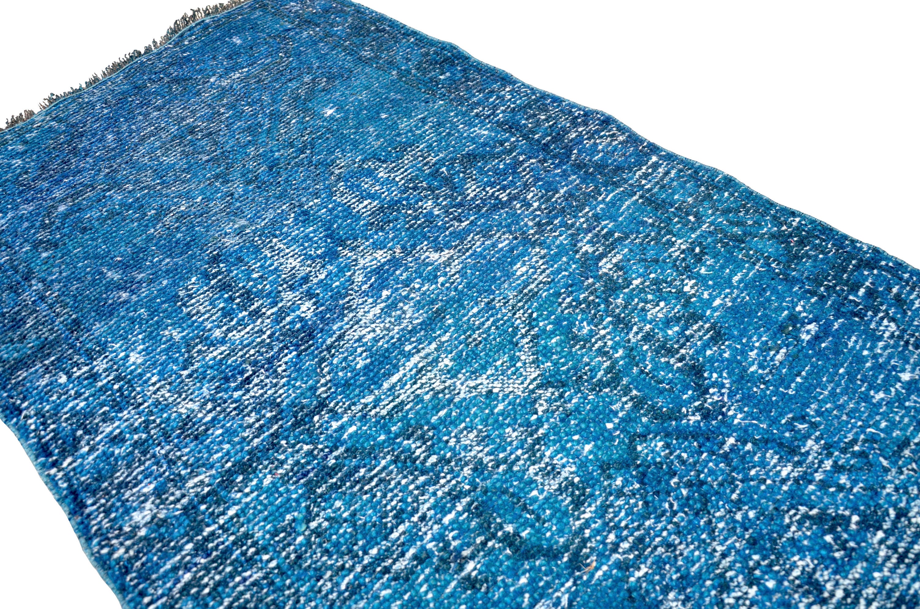 Overdyed Blue Rug, Turkish Rug, Handmade Rug, 4.9 X 2.7 Feet, Blue Rug ...