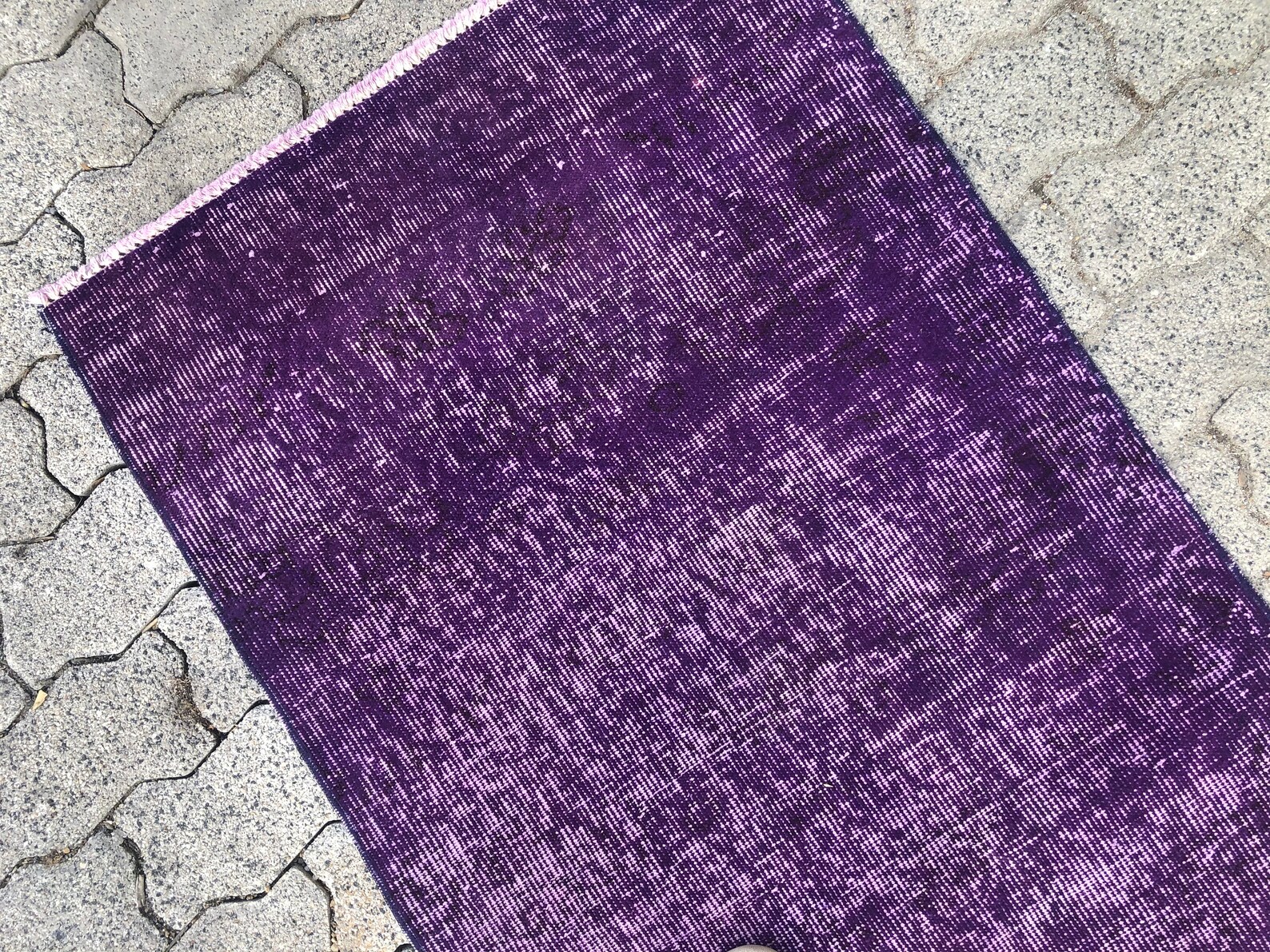 Purple Runner Rug, Overdyed Turkish Rug, 10.2 X 2.3 Feet, Handmade Wool ...
