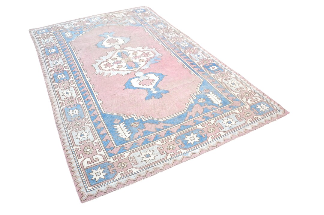 Pale Pink and Blue Rug, Turkish Overdyed Rug, Oversize Turkish Carpet ...