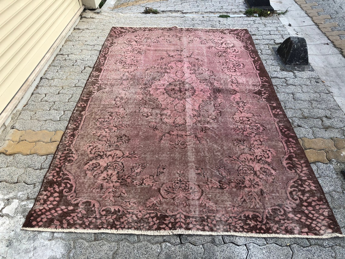 Alfombra Overdyed Rosa 8 8 X 5 6 Pies Alfombra De Decoraci n Etsy