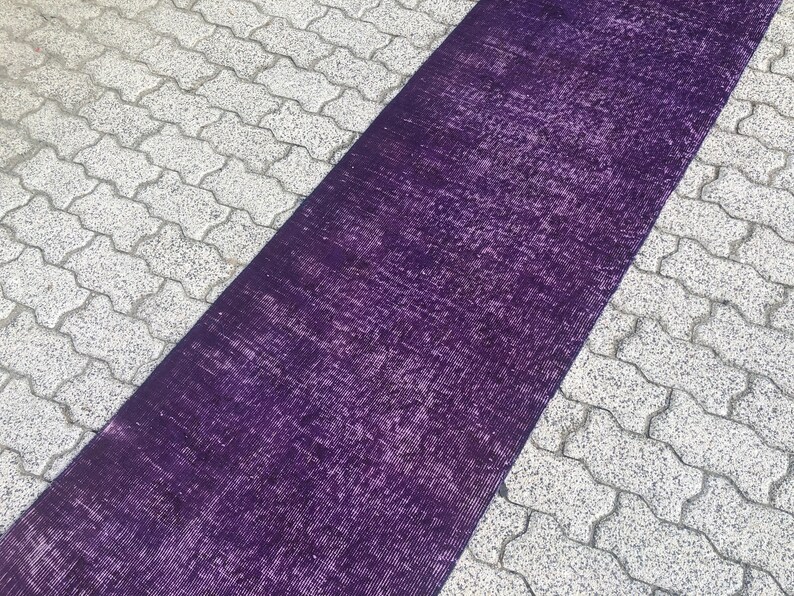 Purple Runner Rug Overdyed Rug 10.3 X 2.3 Feet Turkish - Etsy