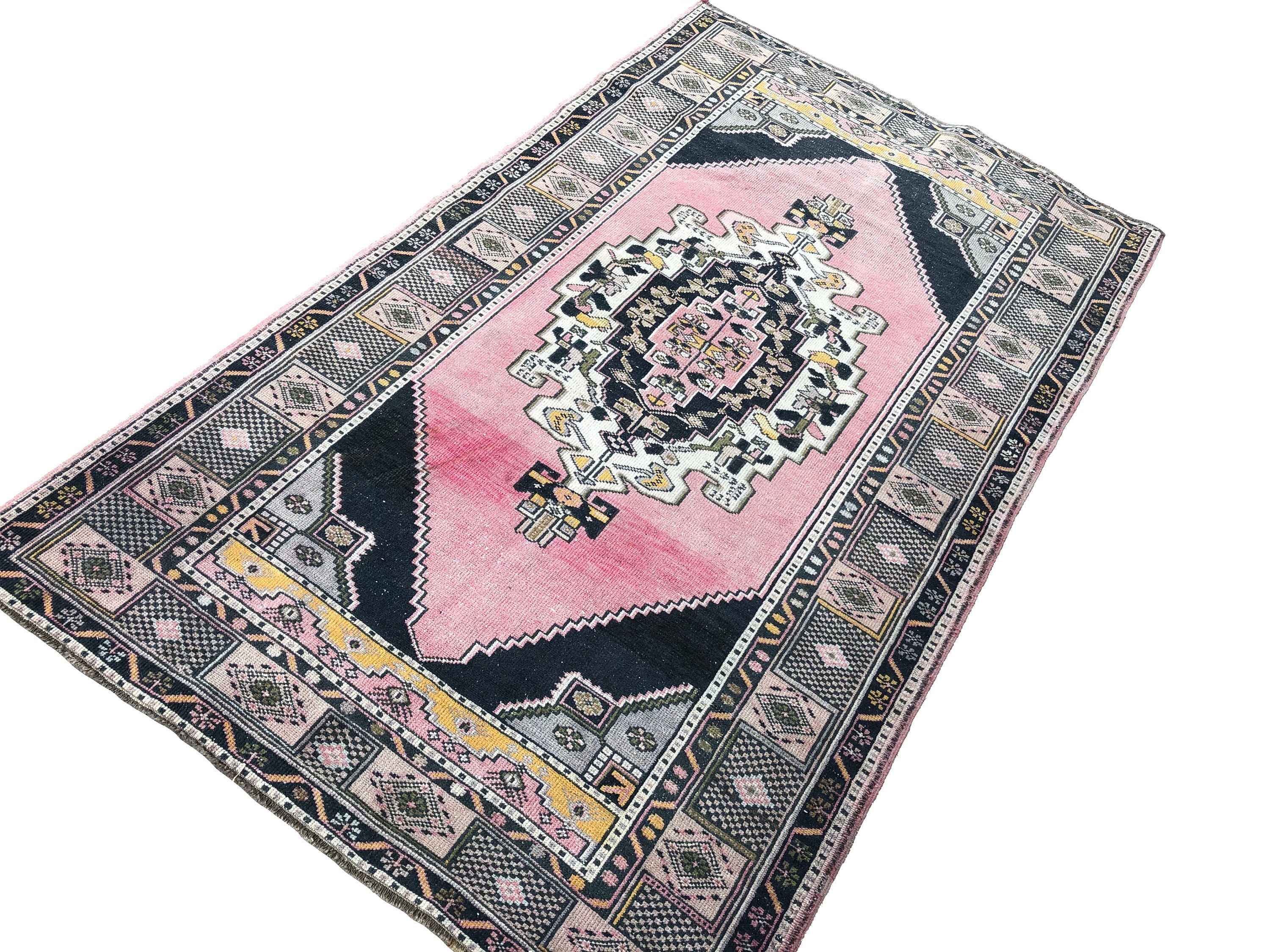Pink Turkish Rug, Wool Rug, 8.1 X 4.7 Feet, Handmade Rug, Traditional ...