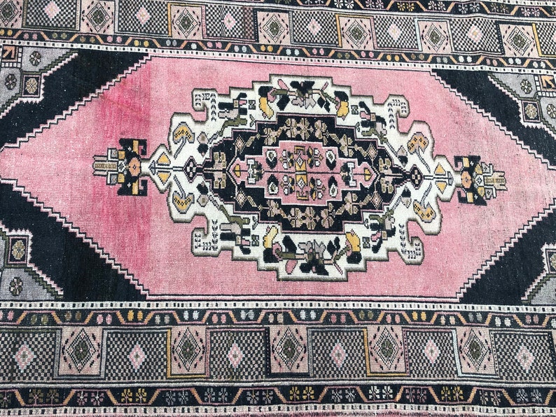 Pink Turkish Rug, Wool Rug, 8.1 X 4.7 Feet, Handmade Rug, Traditional ...