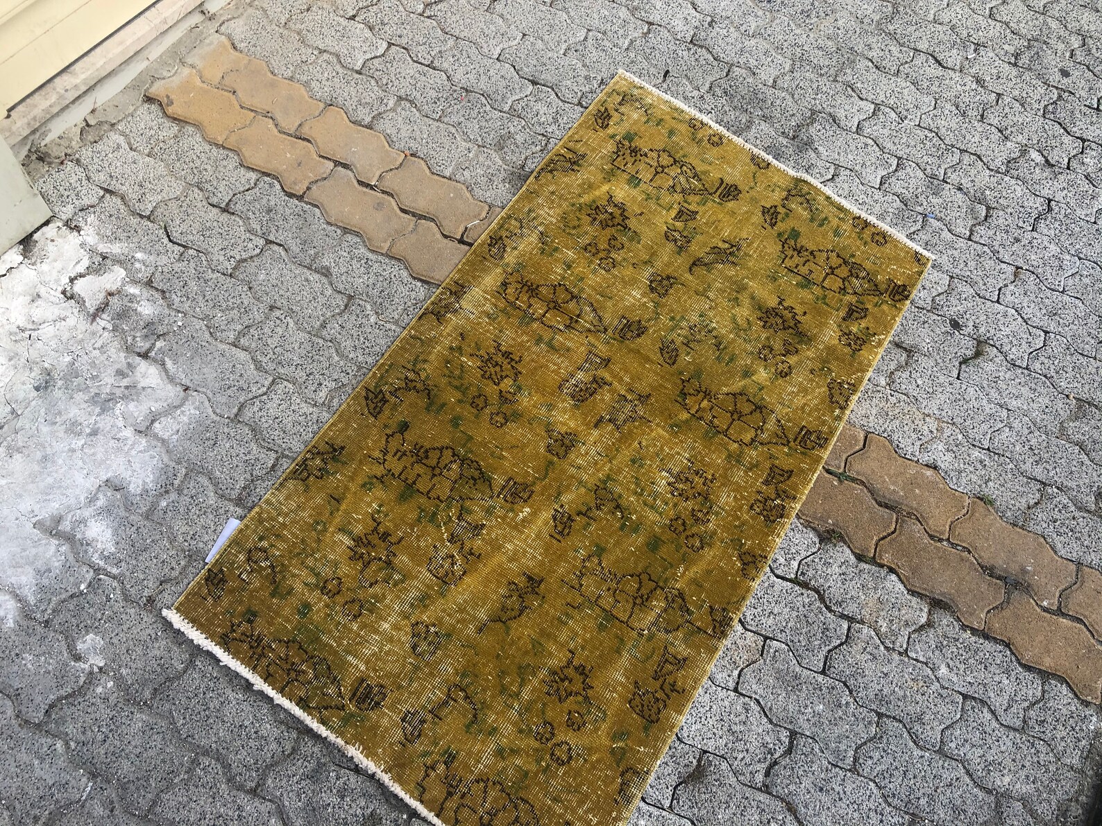 Design Yellow Rug Vintage Turkish Rug Handmade Rug 5 X 2.7 - Etsy