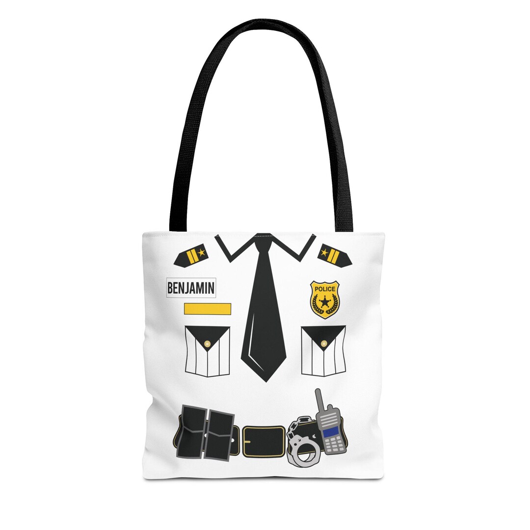 White Police Uniform Personalized Halloween Trick or Treat Bags ...