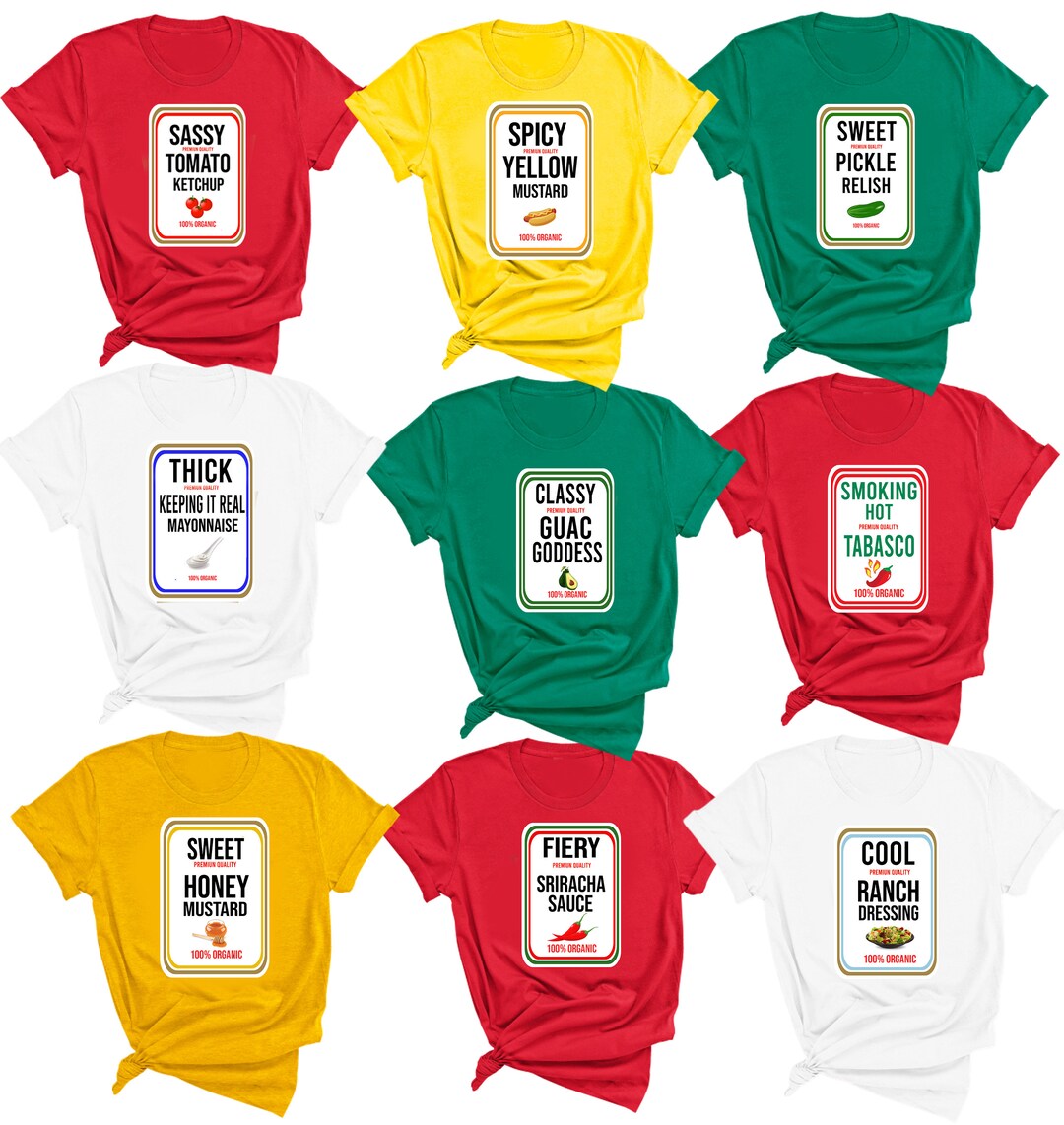 Group Costume Tee Shirt Ketchup Mustard Relish Costumes Condiment Tees ...