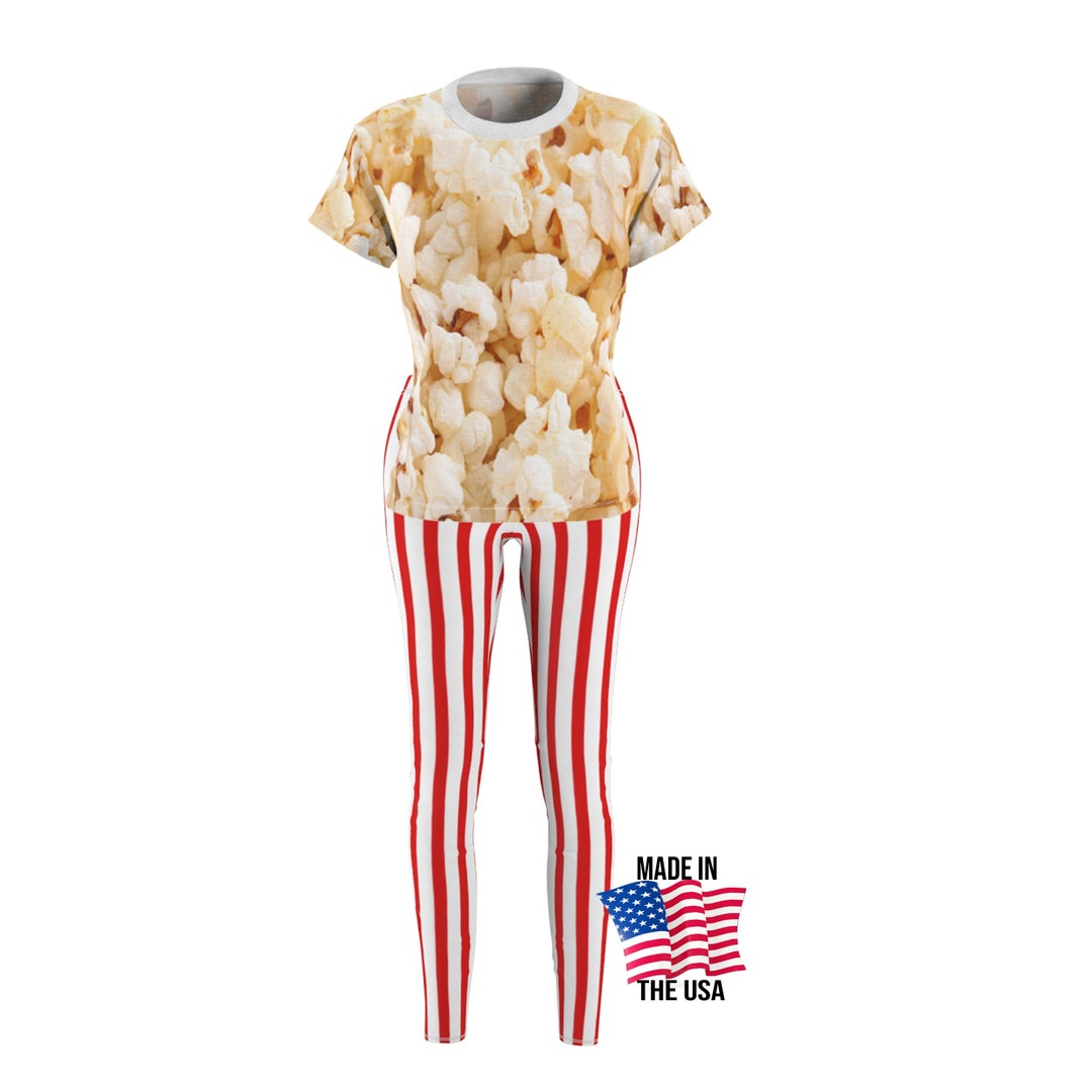 Popcorn Costume for Teens and Women, Popcorn Shirt, Red and White ...