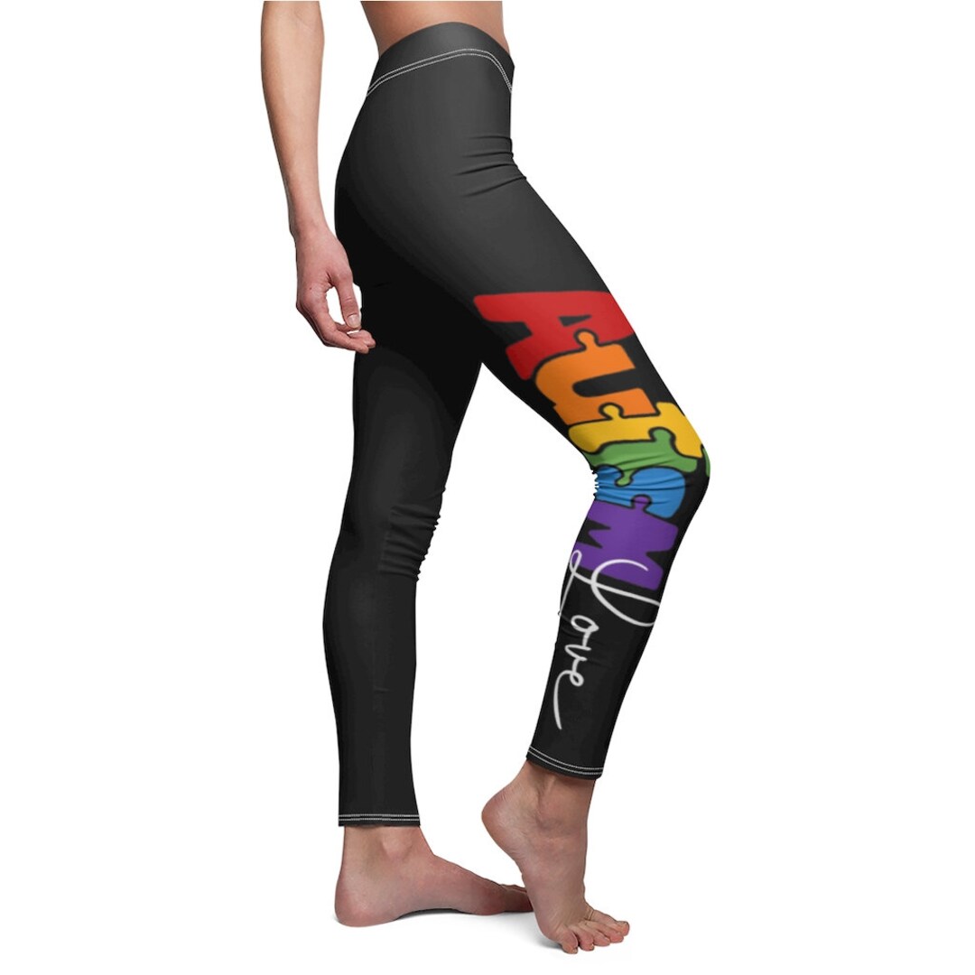 Autism Leggings, Rainbow Puzzle Piece Autism Awareness Leggings for ...