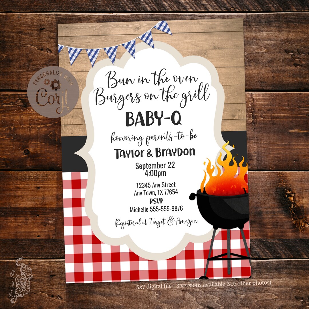 Editable Baby-q Baby Shower Invitation, 5x7, Edit Wording Yourself via ...