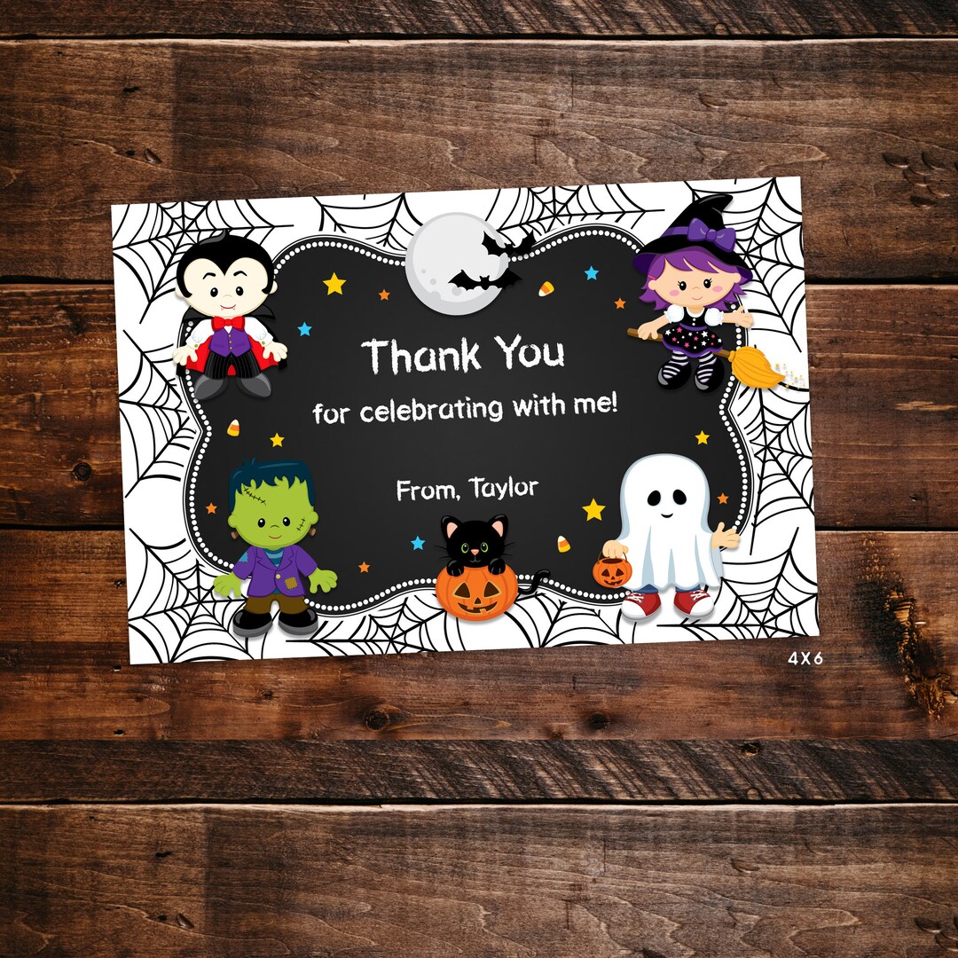 Editable Halloween Thank You Card 4x6, Edit Wording Yourself via Corjl ...